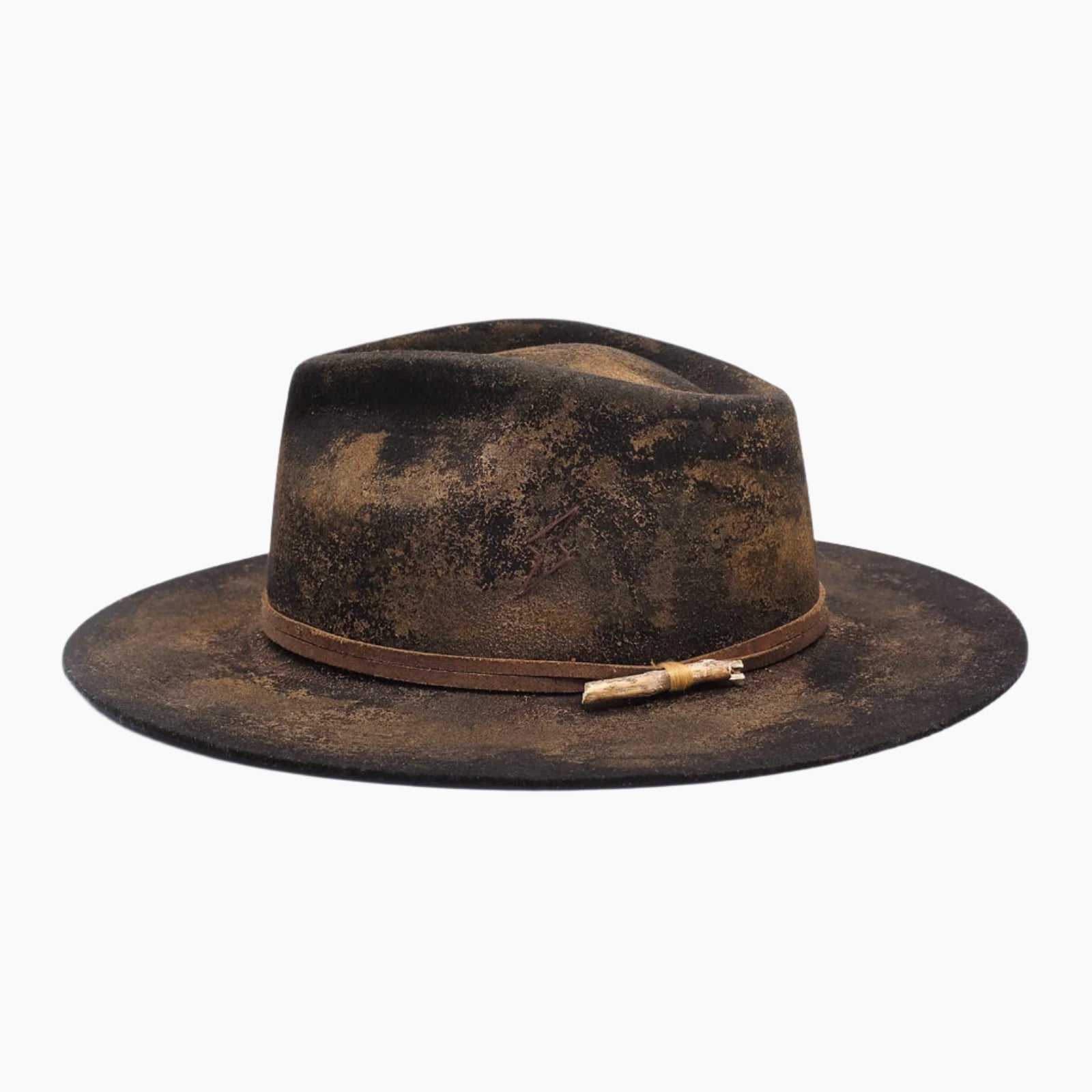Eclipse - Vintage Burned Distressed Stiff Wool Fedora Hat – Ruediger Hats
