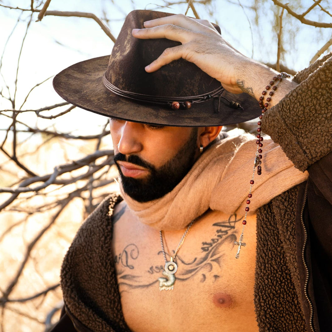 Ruediger Hats | Premium Vintage Wool Felt Stiff Flat Brim Fedora Hat