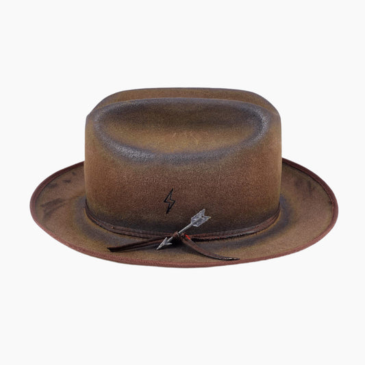 Distressed Finish Arrow Sign Felt Fedora Hat – Ruediger Hats