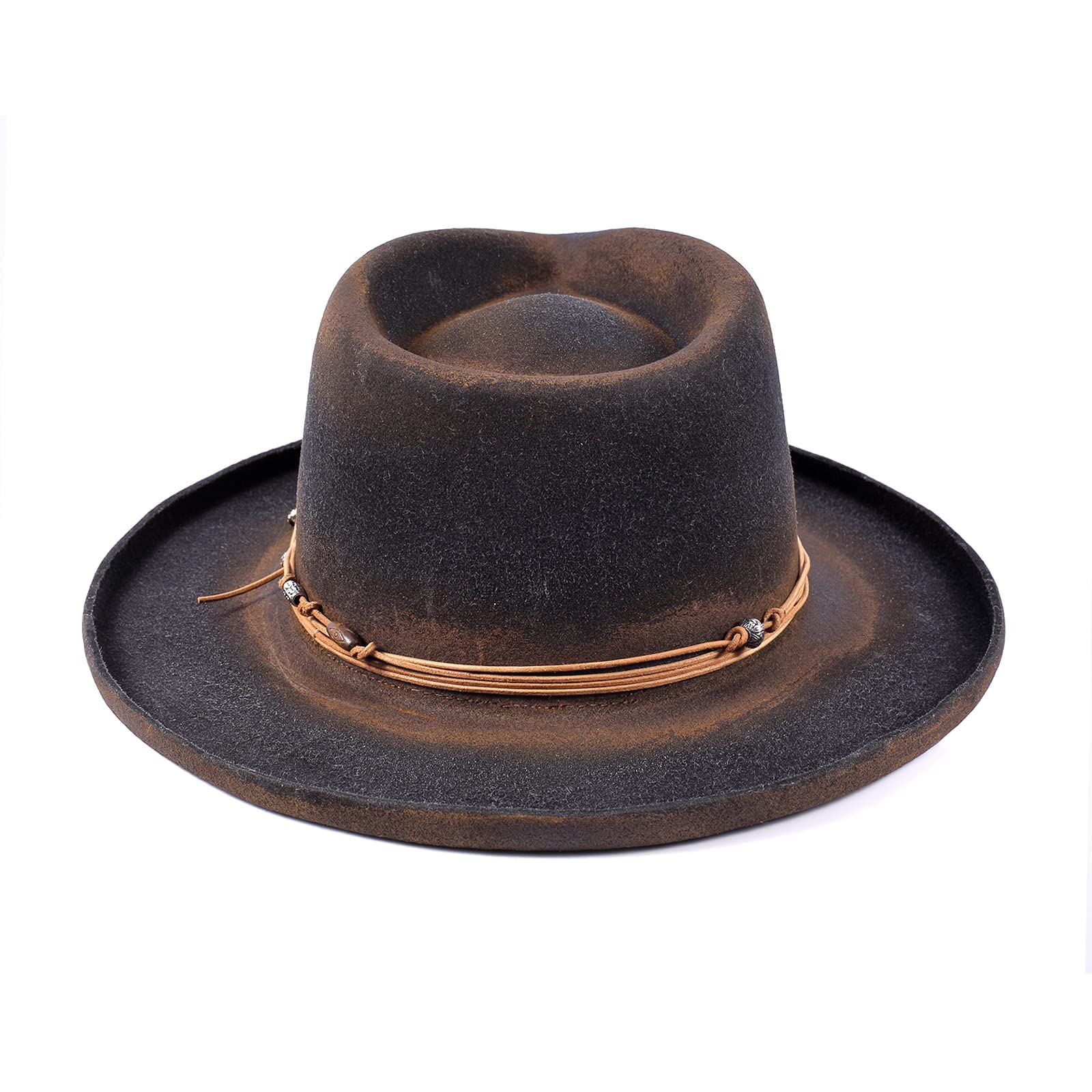 Noir - Handcrafted Classic Vintage Distressed Fedora Hat – Ruediger Hats
